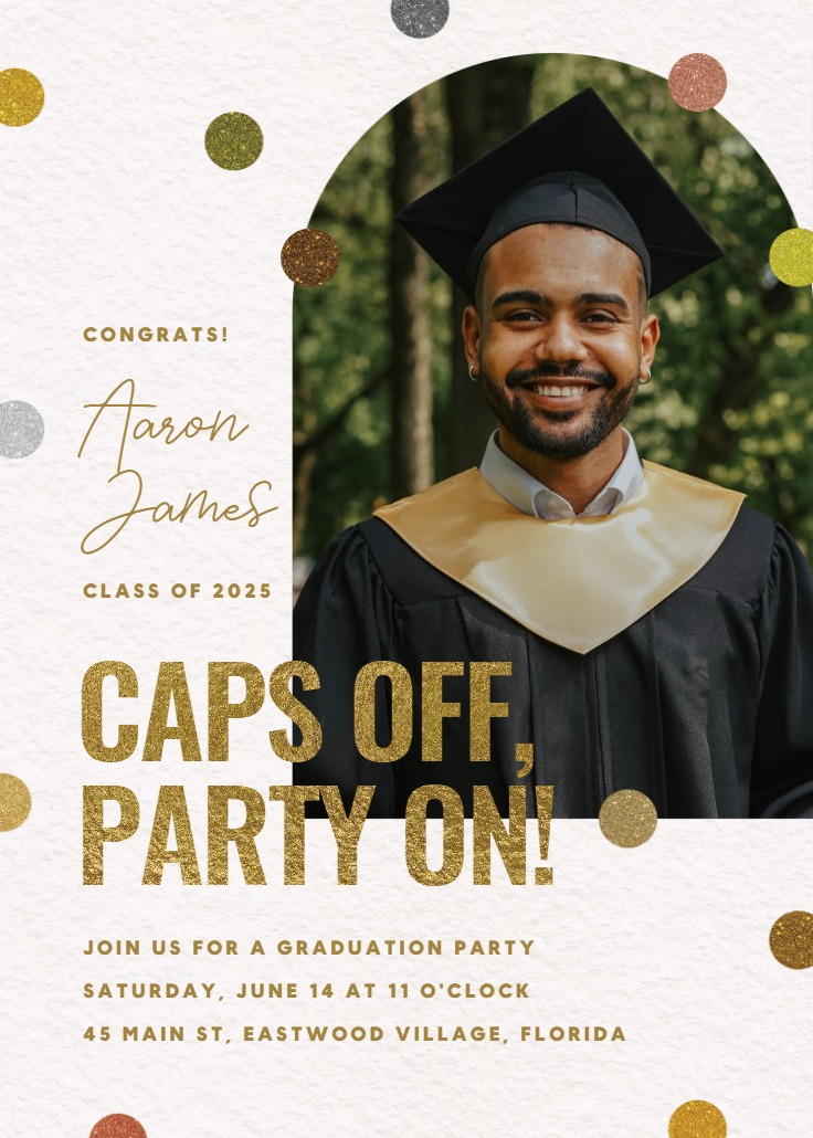 Glitter Grad Bash - Graduation Party Invitation Template (Free) | Greetings Island